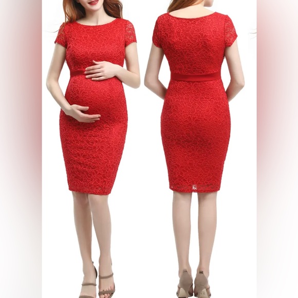 Kimi and Kai | Dresses | Kimi Kai Red Lace Maternity Dress | Poshmark